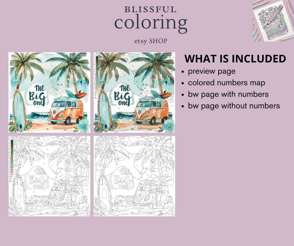 Summer Color by Number, Ocean Coloring, Stress Reduction, Color by ...