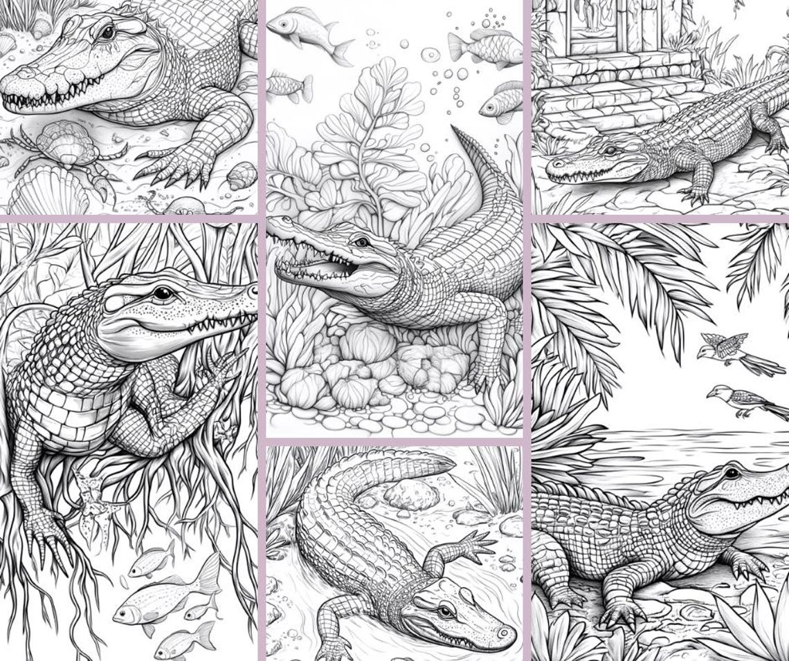 Crocodile Coloring Page, Printable Digital Download, Crocodiles ...