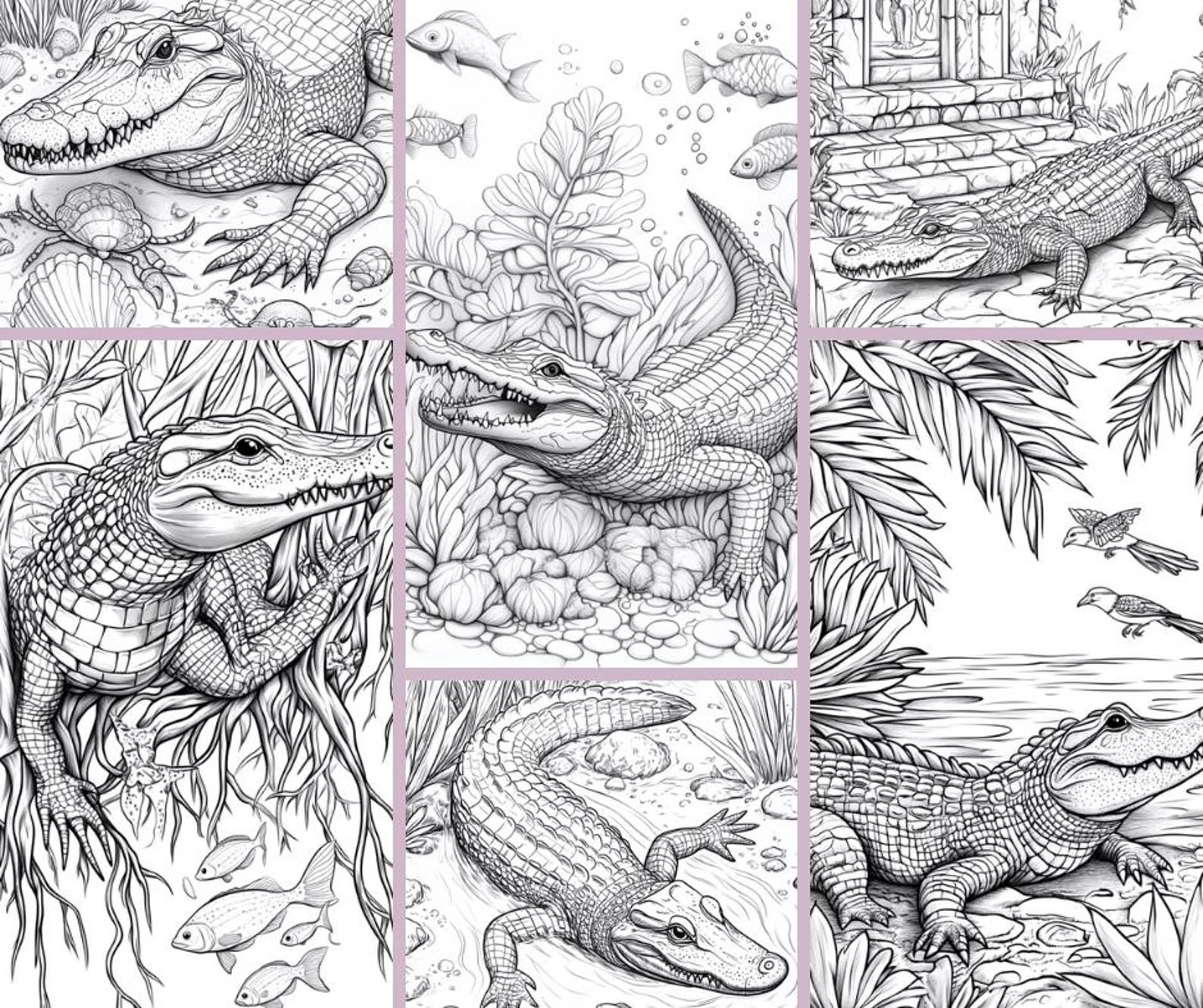 Crocodile Coloring Page, Printable Digital Download, Crocodiles ...