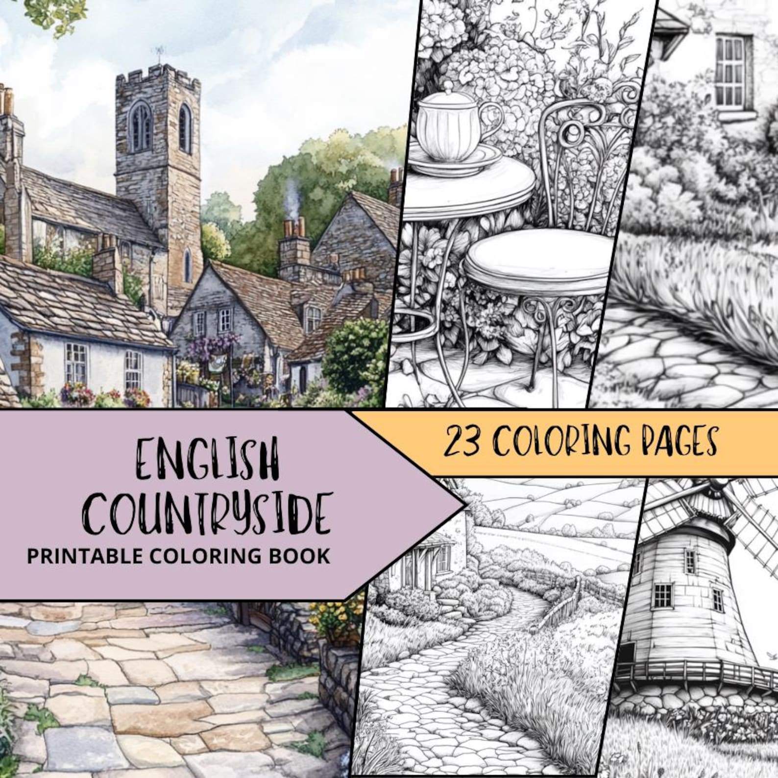 Cottage Coloring, Vintage Cottage Coloring, Cottagecore Coloring ...