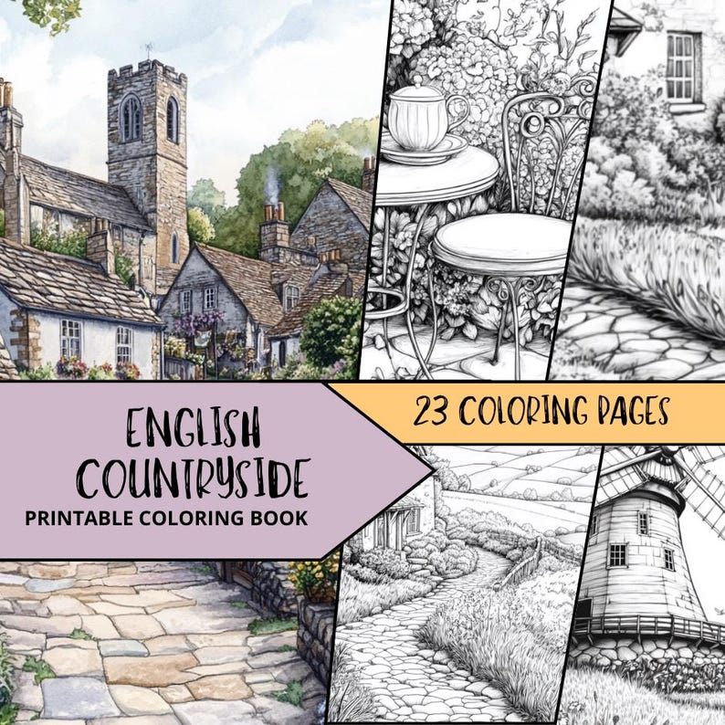 Cottage Coloring, Vintage Cottage Coloring, Cottagecore Coloring ...