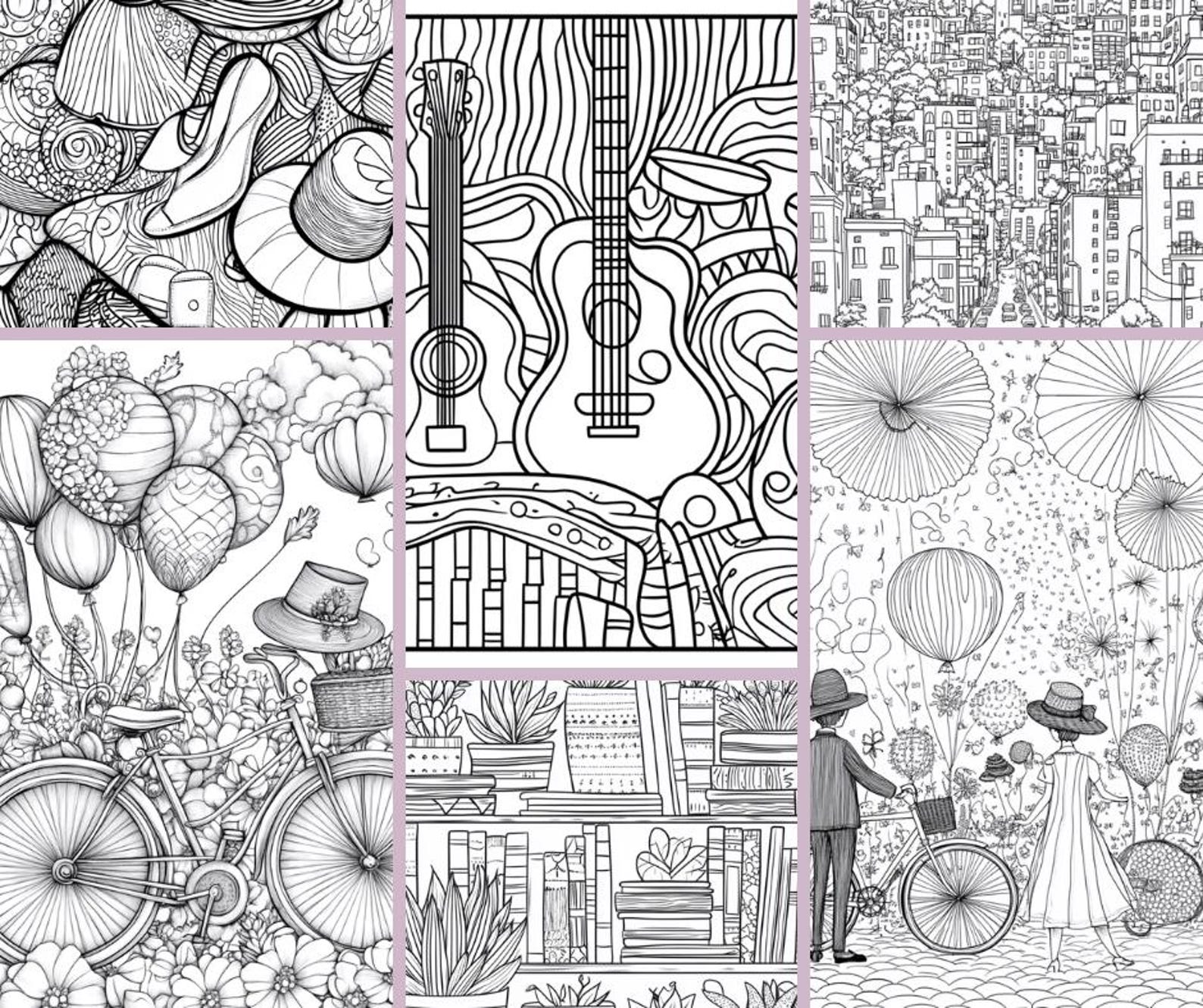 Modern Art Coloring, Pattern Coloring Pages, Digital Download, Bold ...