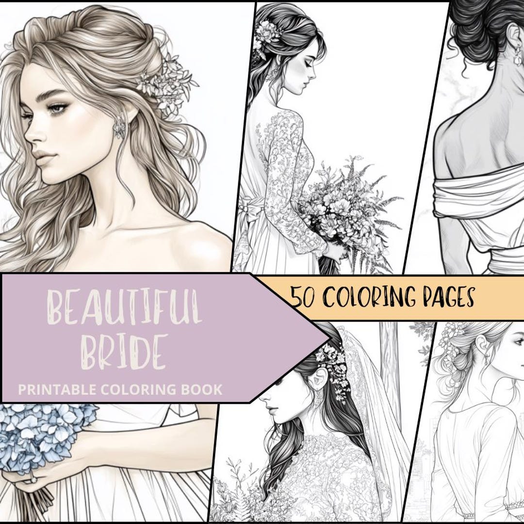 Bride Coloring Pages, Wedding Coloring, Woman Coloring, Adult Coloring ...