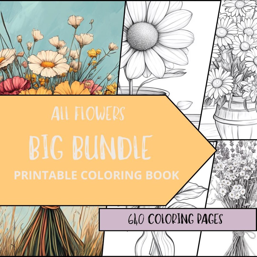 Big Bundle Flowers Coloring Pages, Stress Relief Coloring Sheets ...