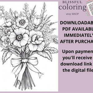 Flower Coloring Pages, Printable Instant Download, Spring Coloring ...