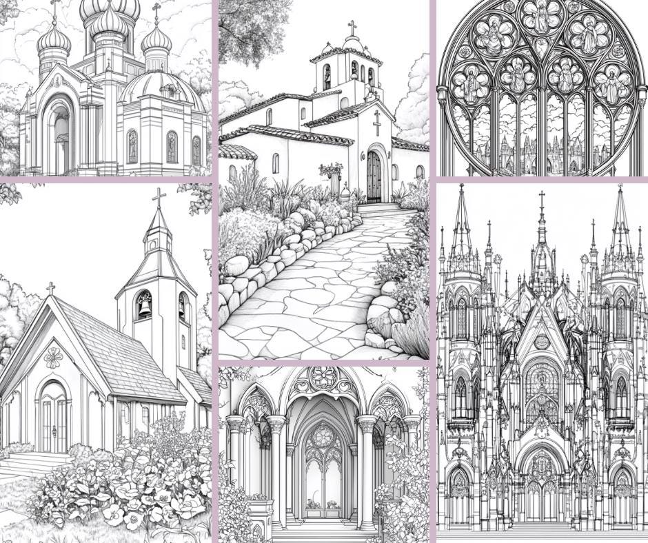Christian Coloring Page, Printable Church Coloring Book, Religious ...