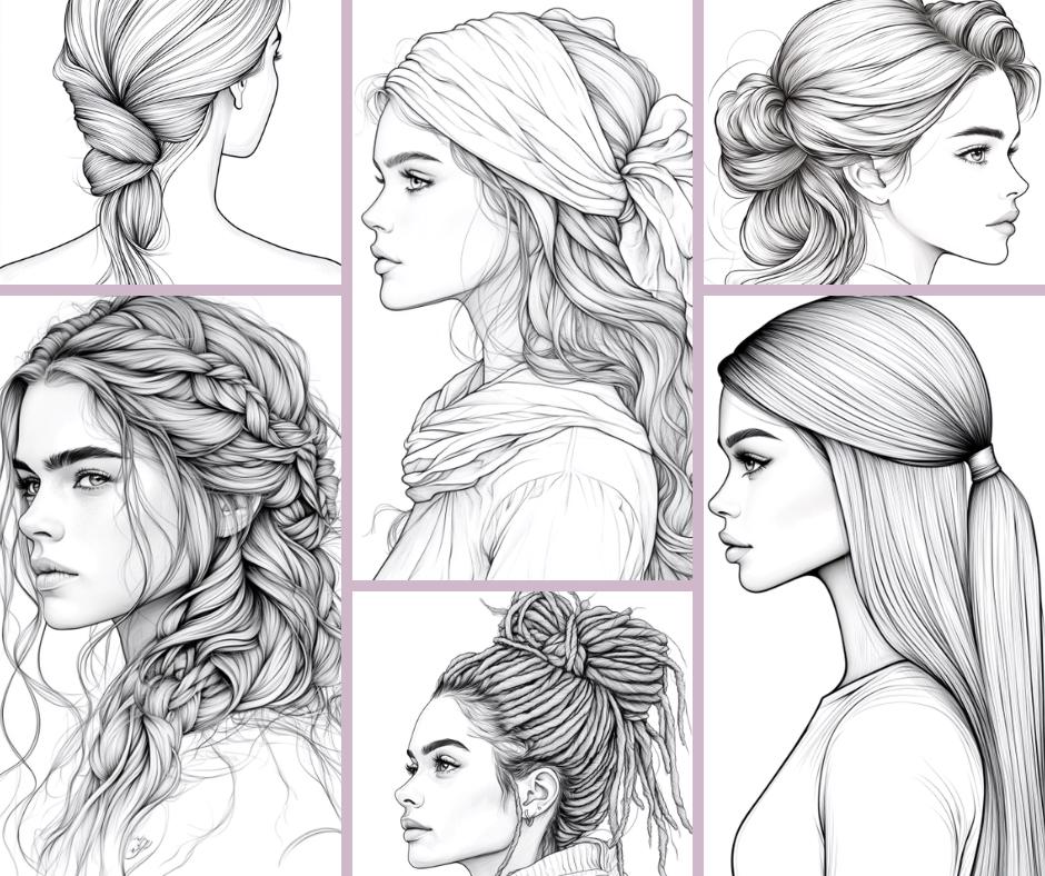 Hairstyle Coloring Pages, Printable Coloring Pages for Adult ...