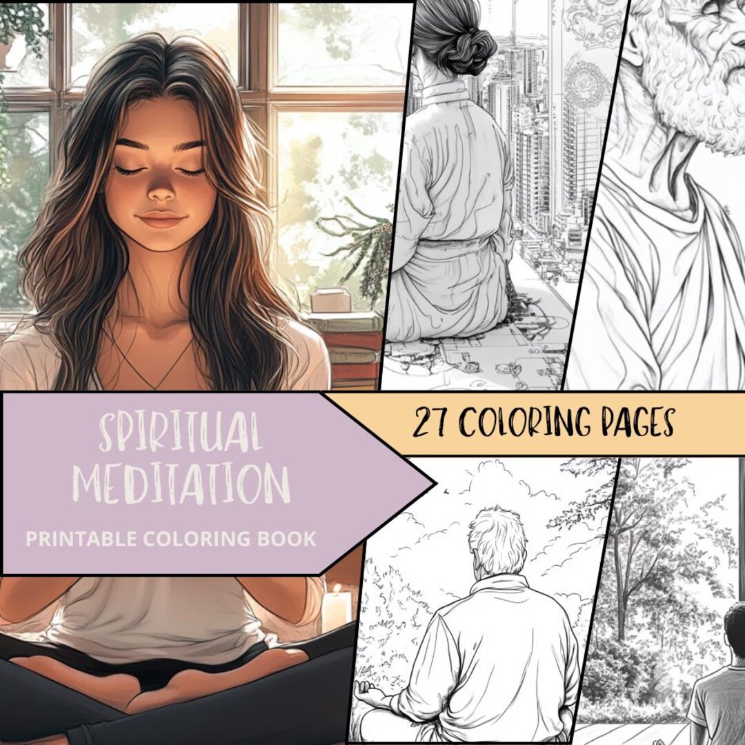 Meditative Coloring, Printable Coloring Pages for Adult, Yoga Coloring ...