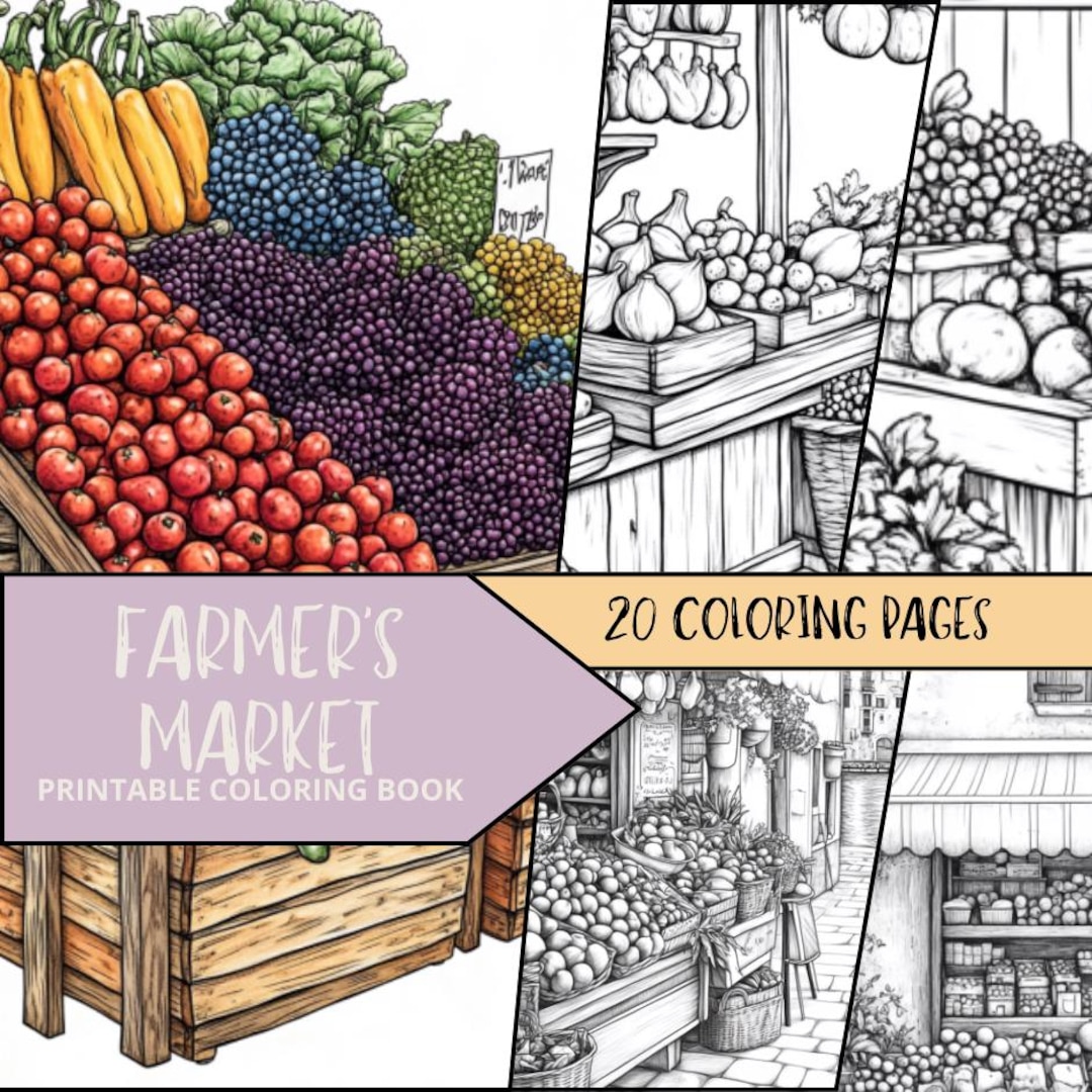 Farmers Market Coloring, Vegetable Coloring Pages, Healthy Food ...