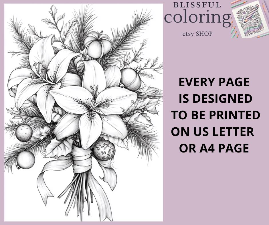 Christmas Coloring Pages, Flower Coloring Pages, Holiday Coloring ...
