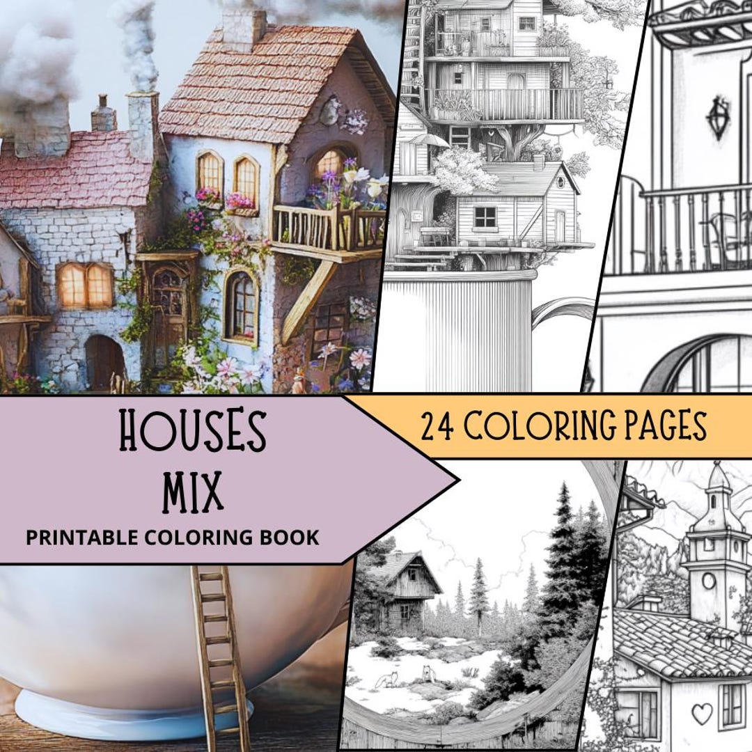 Architecture Coloring, Printable Coloring Sheets, House Coloring Page ...