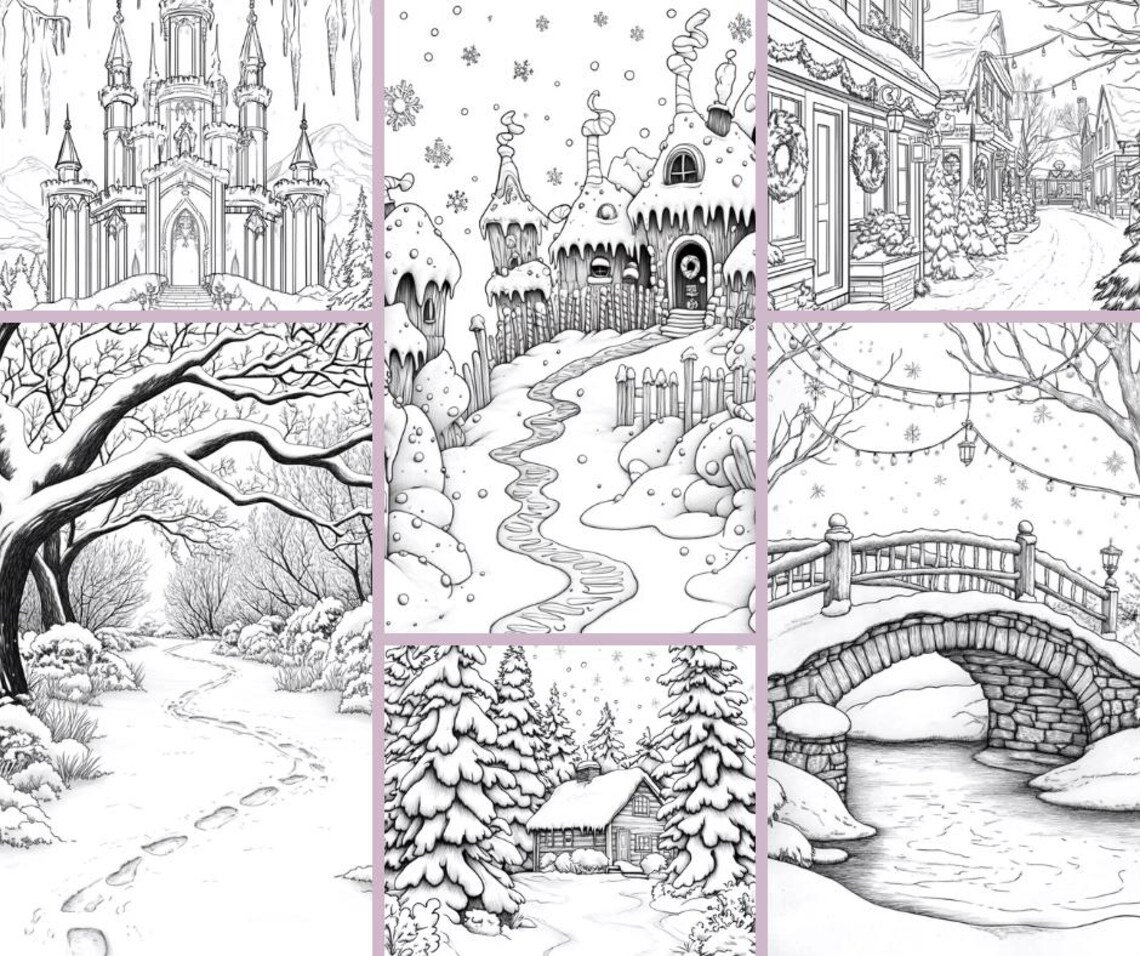 Christmas Coloring, Hygge Christmas Coloring Pages, Digital Download ...