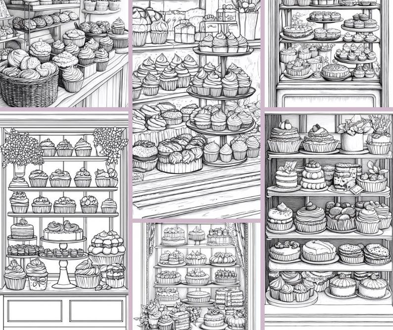 Bakery Coloring, Cake Decorating Coloring Food Coloring Pages Printable ...