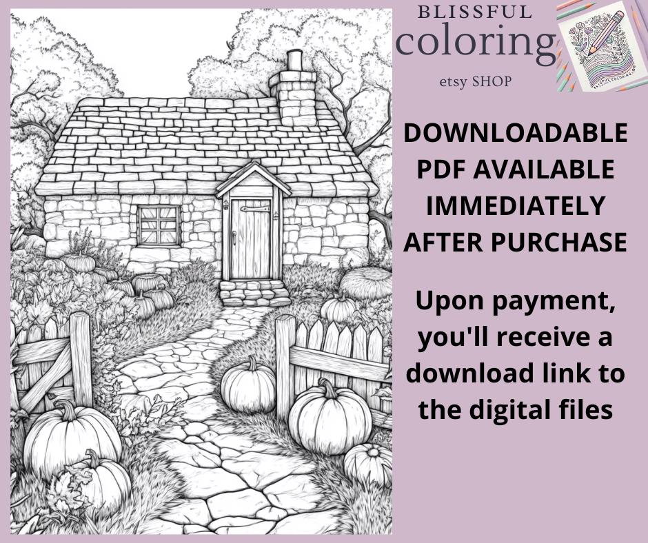Fall Coloring, Cabin in the Woods, Cabins Coloring, Autumn Coloring ...