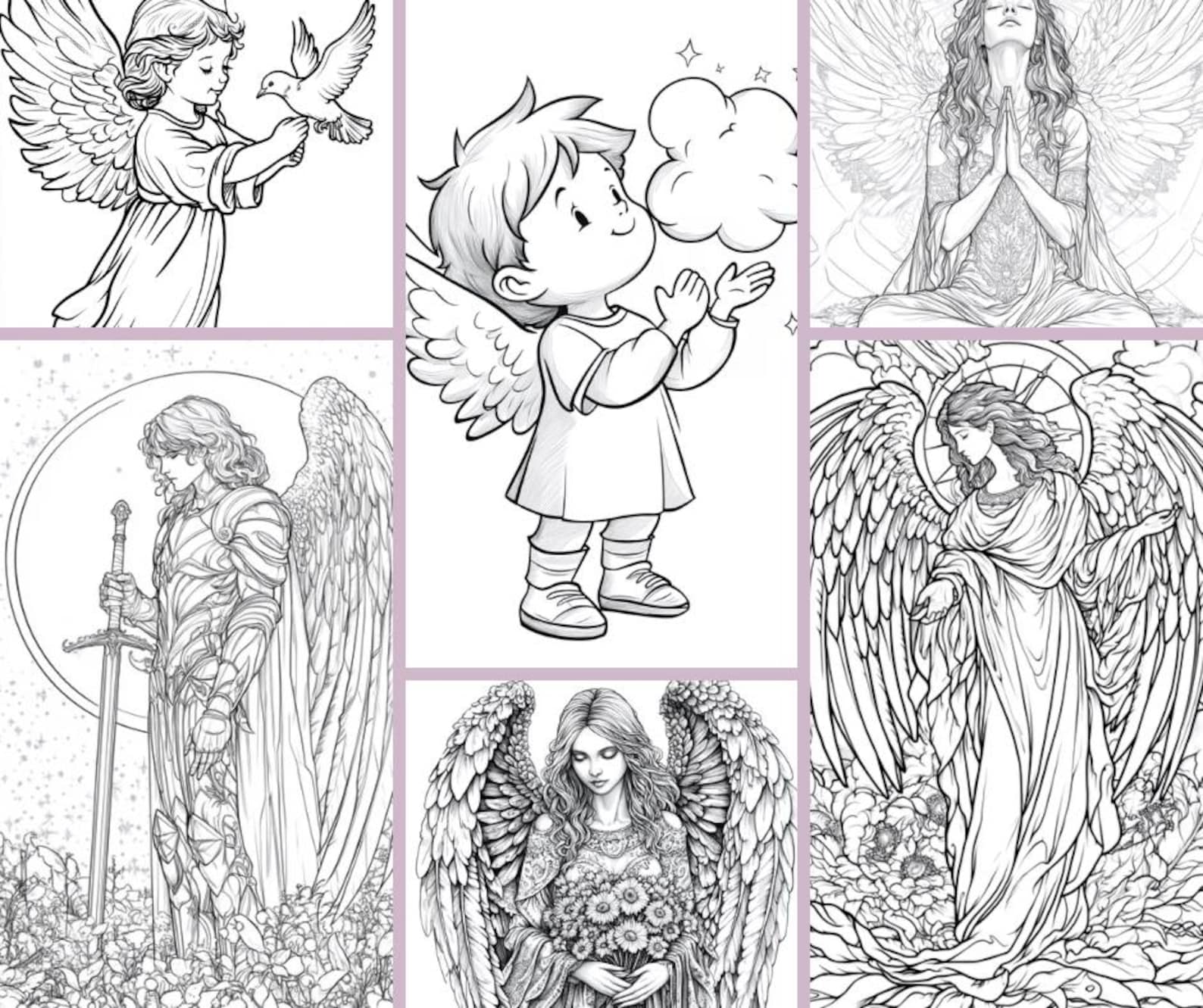 Angel Coloring Pages, Printable Coloring Book, Christian Coloring Book ...