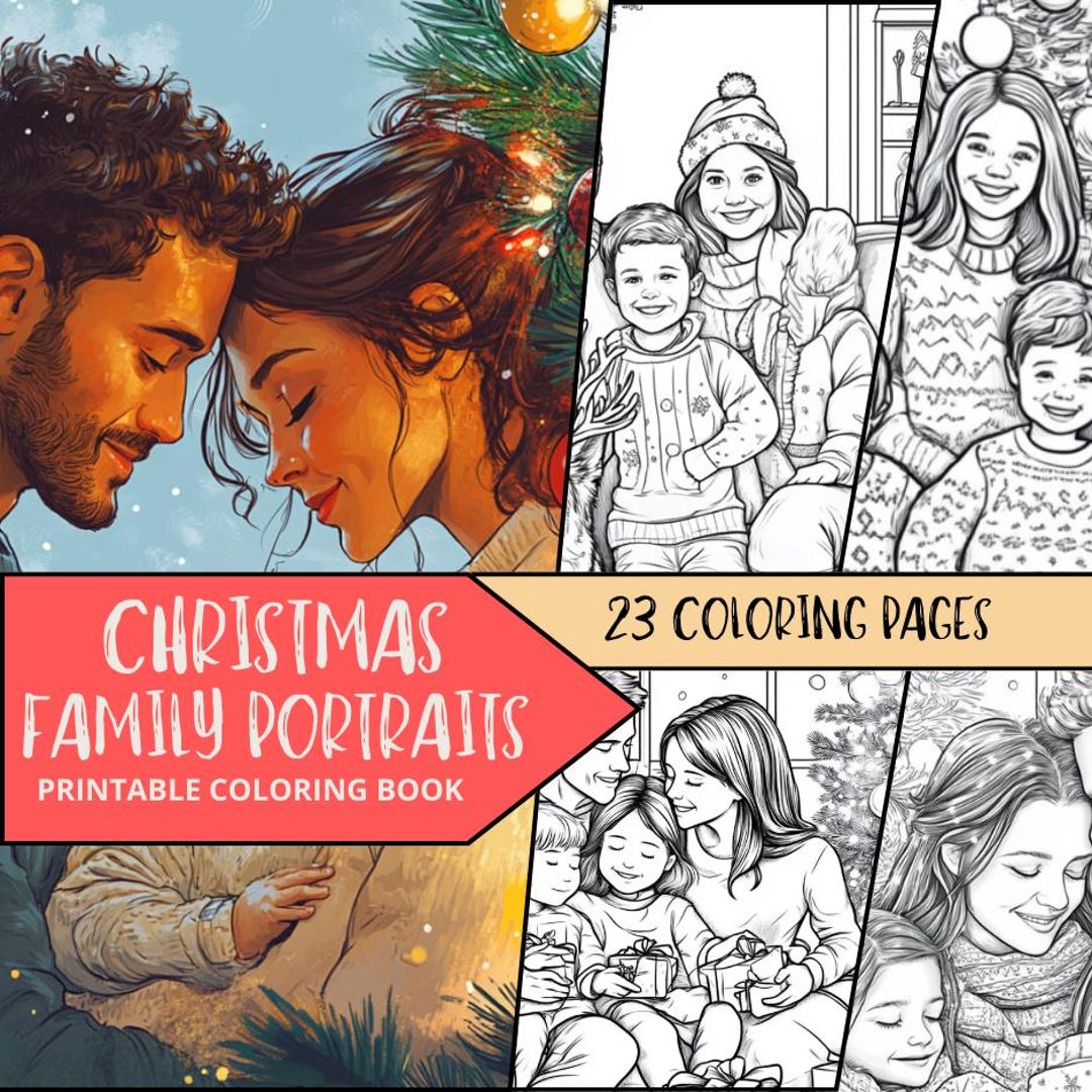 Christmas Coloring, Family Coloring Pages, Digital Download, Xmas ...