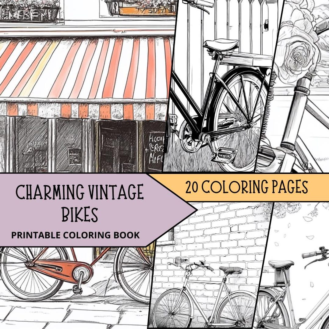 Bicycle Coloring Pages, Printable Coloring Pages for Adult, Relaxing ...