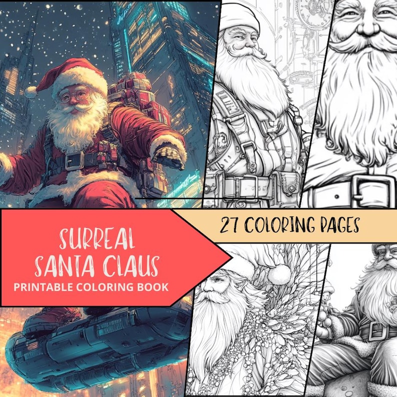 Christmas Santa Coloring Page,digital Download,xmas Coloring Page ...