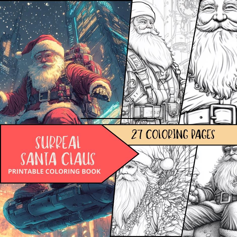 Christmas Santa Coloring Page,digital Download,xmas Coloring Page ...