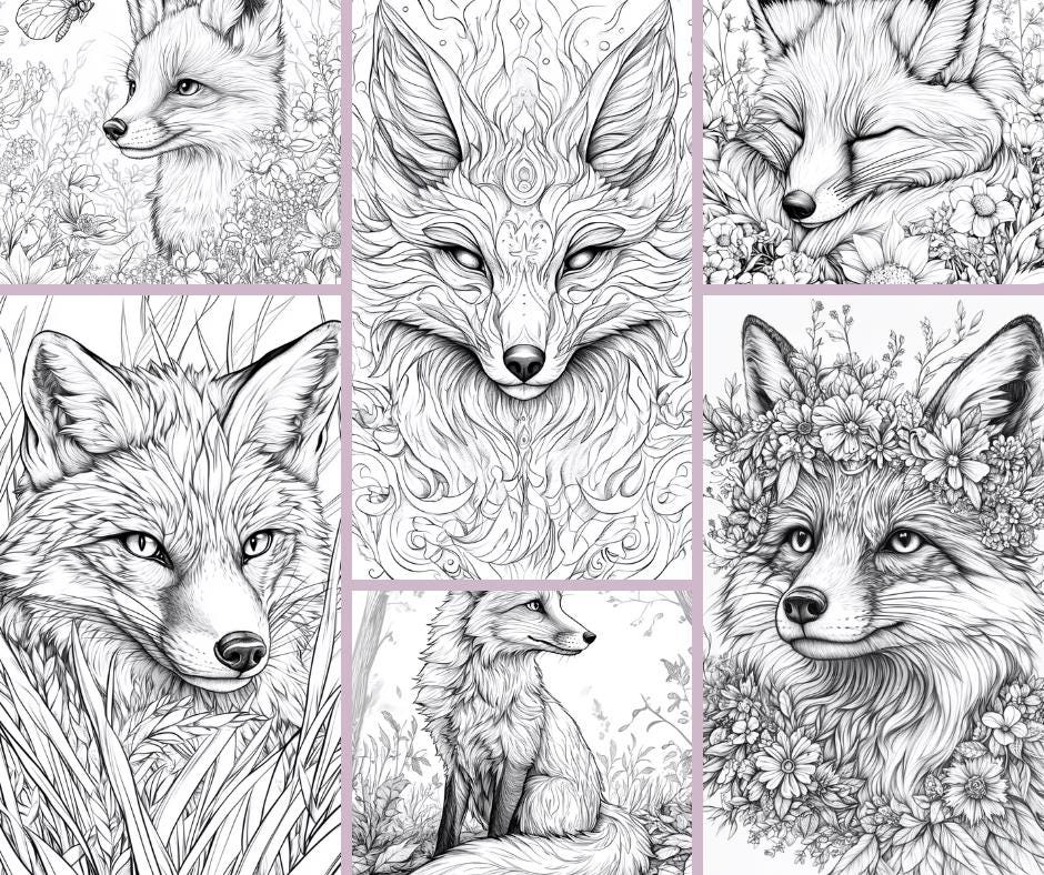 Fox Adult Coloring Pages, Fox Coloring, Woodland Coloring, Fox ...