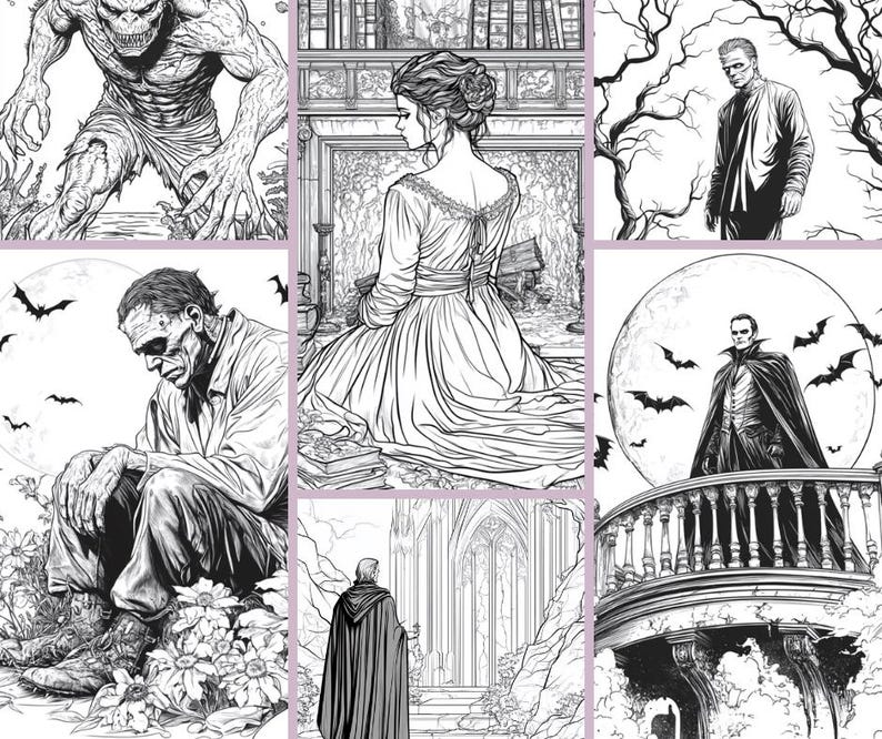 Halloween Coloring Pages, Printable Coloring Pages for Adult, Monsters ...