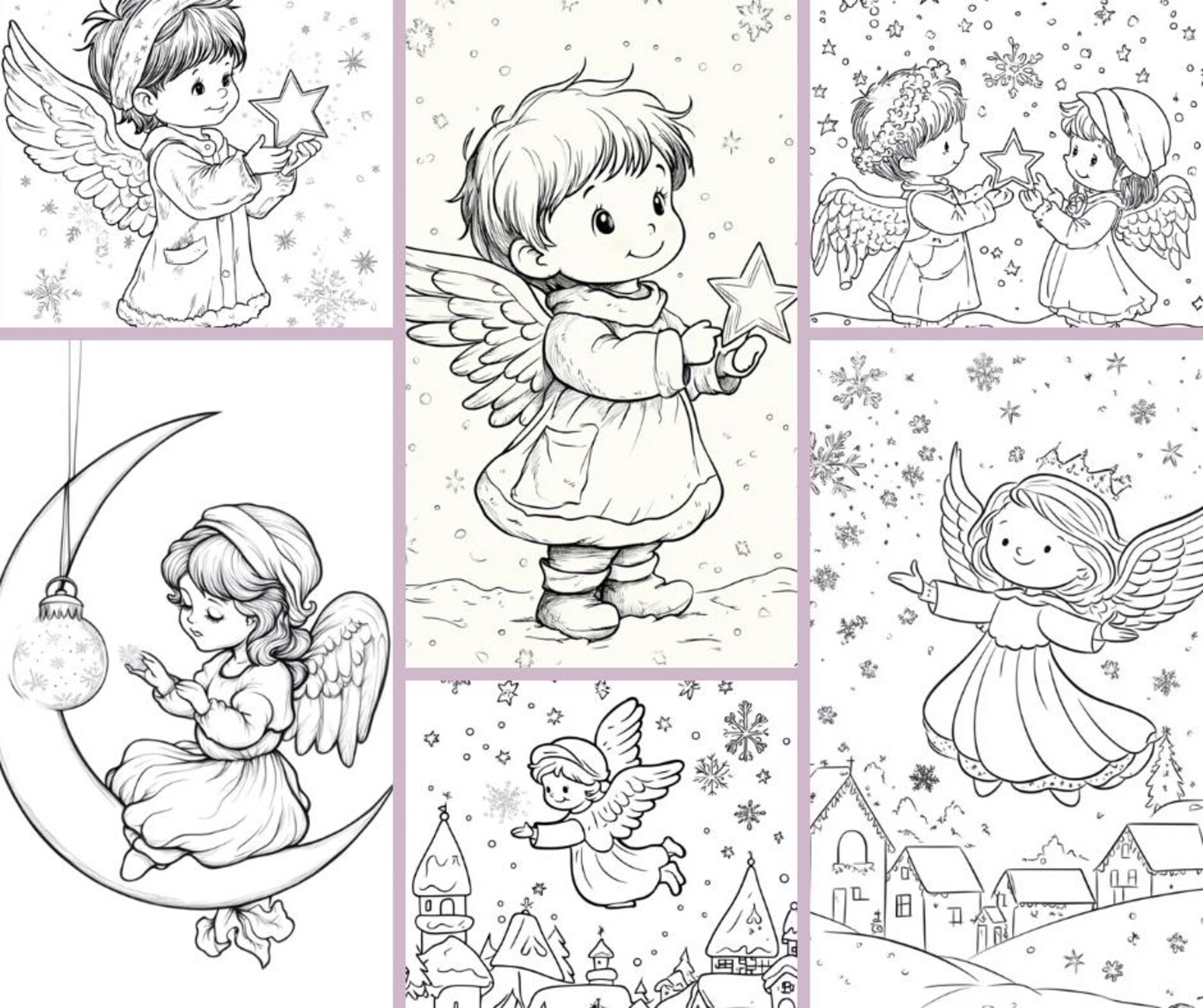 Angel Coloring Page, Printable Christmas Coloring Book, Religious ...
