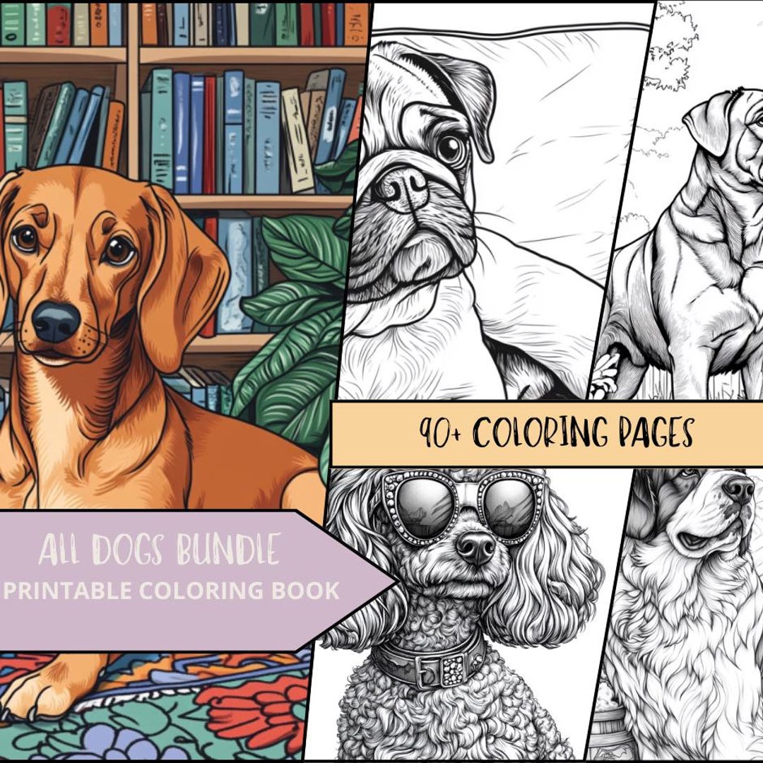 Dogs Coloring Bundle| Dog Coloring Pages | Printable Adult Kids ...