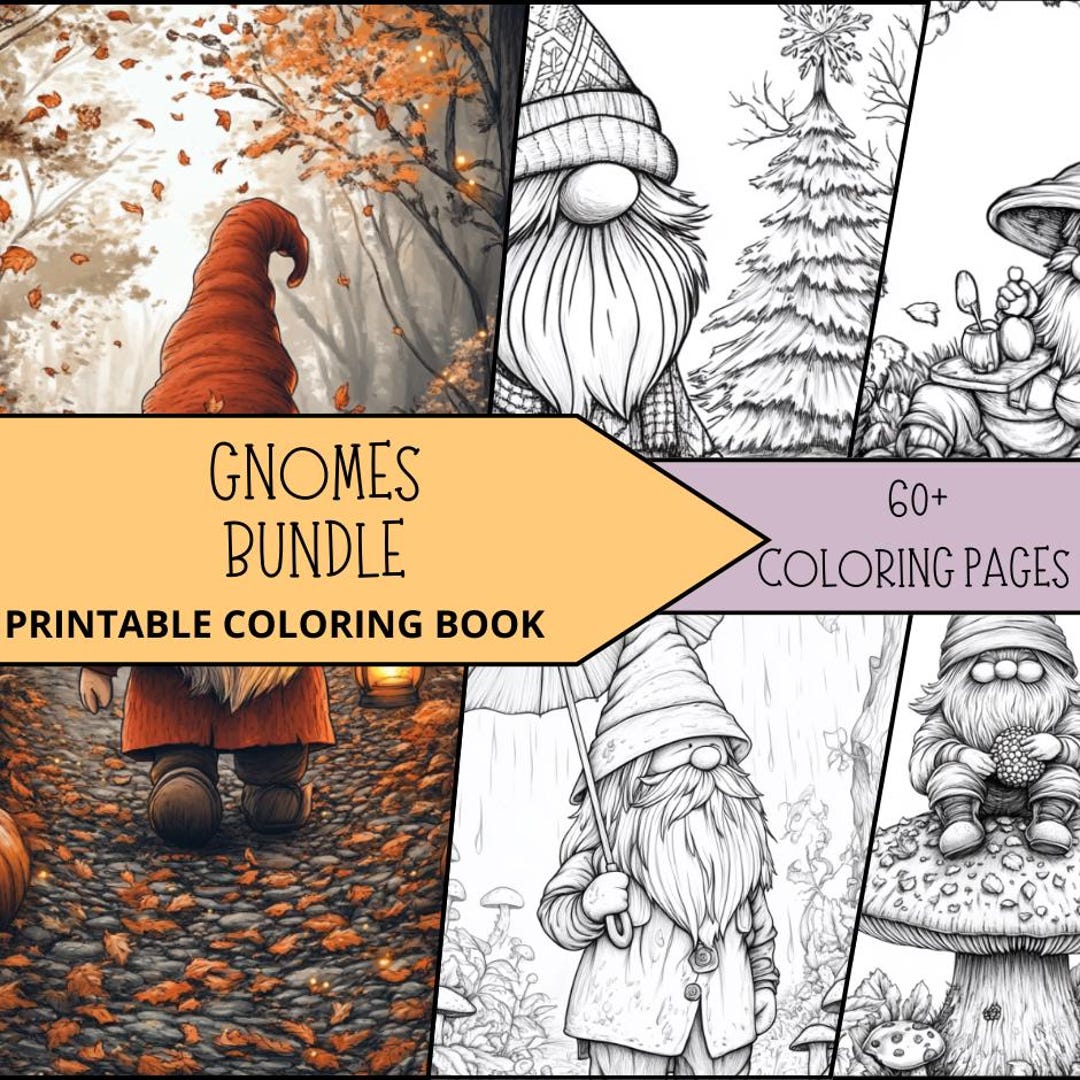 Printable Gnome Coloring Page, Instant Download, Spring Coloring ...