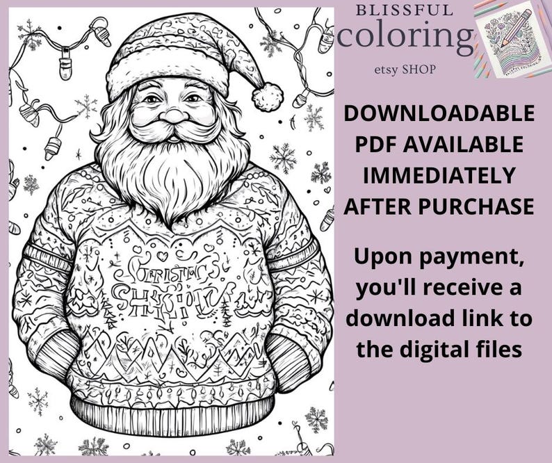 Christmas Sweater Coloring, Vintage Coloring Pages, Digital Download ...
