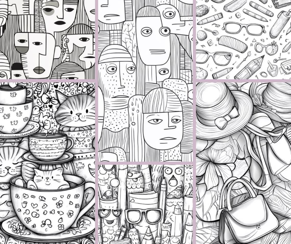 Modern Art Coloring, Pattern Coloring Pages, Digital Download, Bold ...