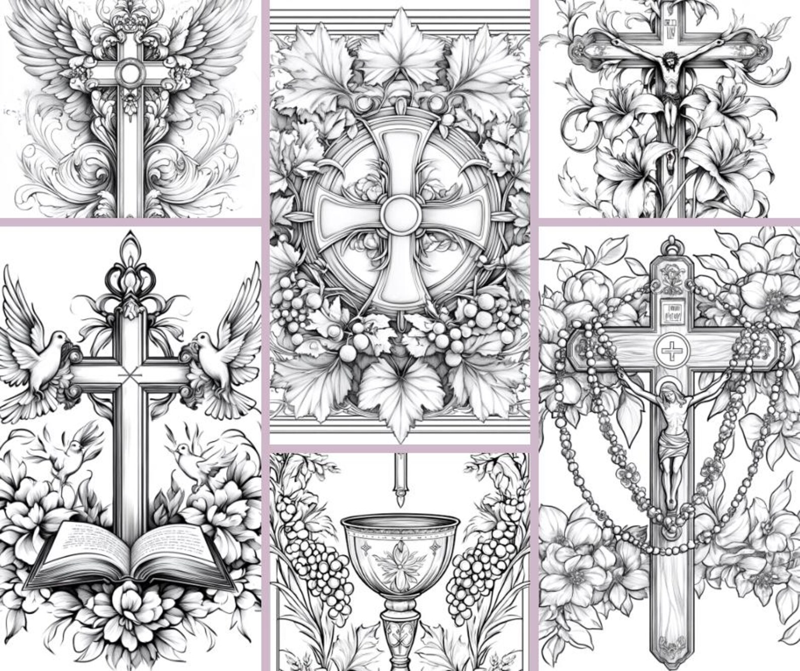 Christian Coloring Page, Printable Crosses Coloring Book, Religious ...