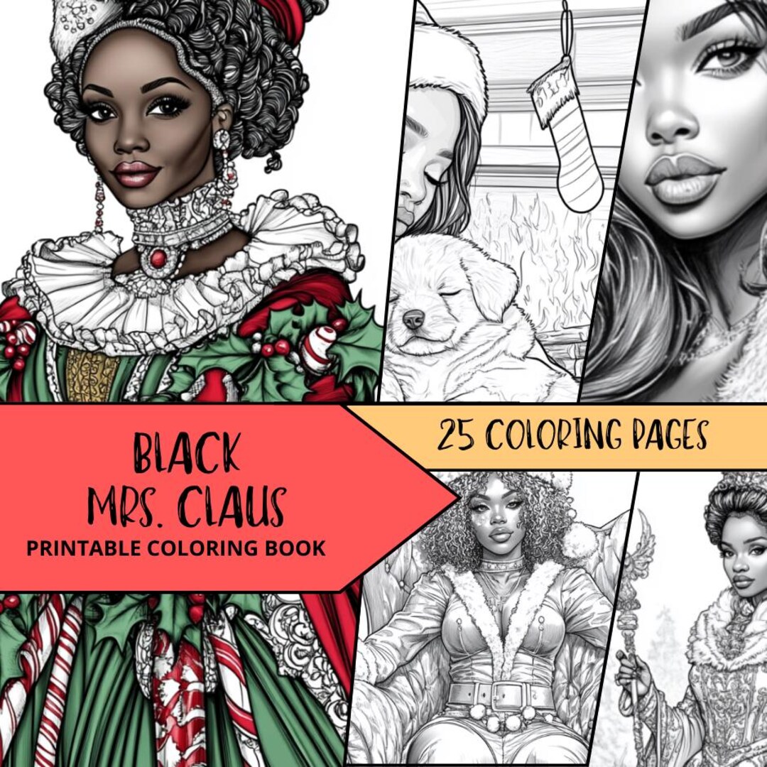 Christmas Coloring Page,black Woman Coloring, Xmas Coloring Page ...