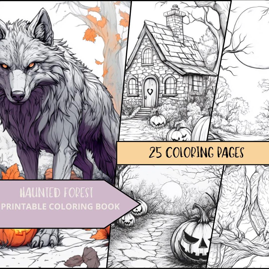 Halloween Coloring Pages, Printable Coloring Pages for Adult, Interiors ...