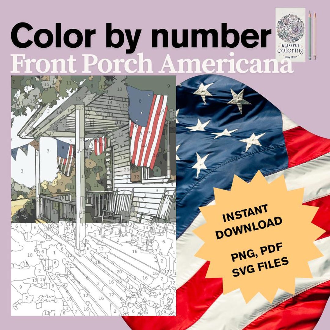 Summer Color by Number, American Flag Coloringsummer, Stress Reduction ...