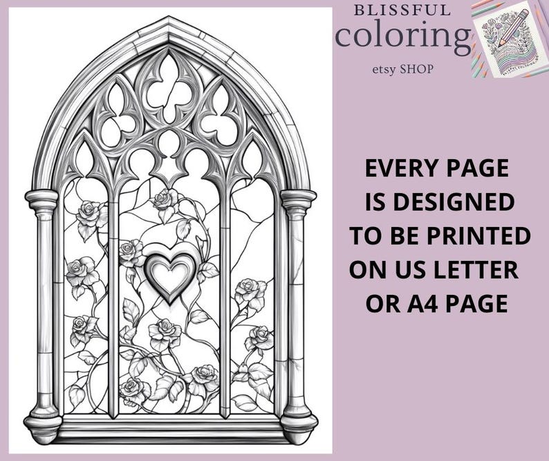 Stained Glass Windows Coloring Pages, Adult Bible Coloring Book, Church ...