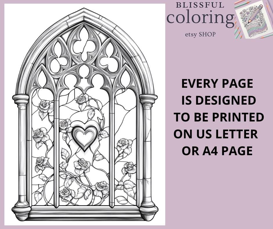 Stained Glass Windows Coloring Pages, Adult Bible Coloring Book, Church ...