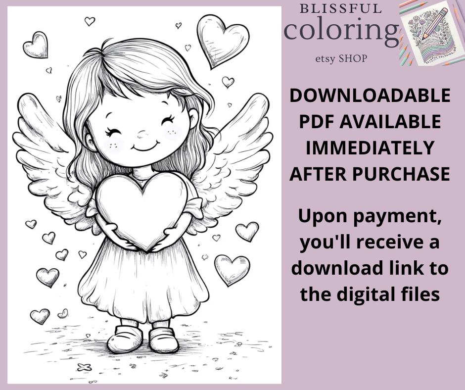 Angels Coloring Page, Cute Printable Coloring Sheets, Religious ...