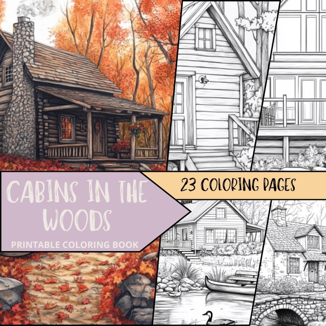 Fall Coloring, Cabin in the Woods, Cabins Coloring, Autumn Coloring ...