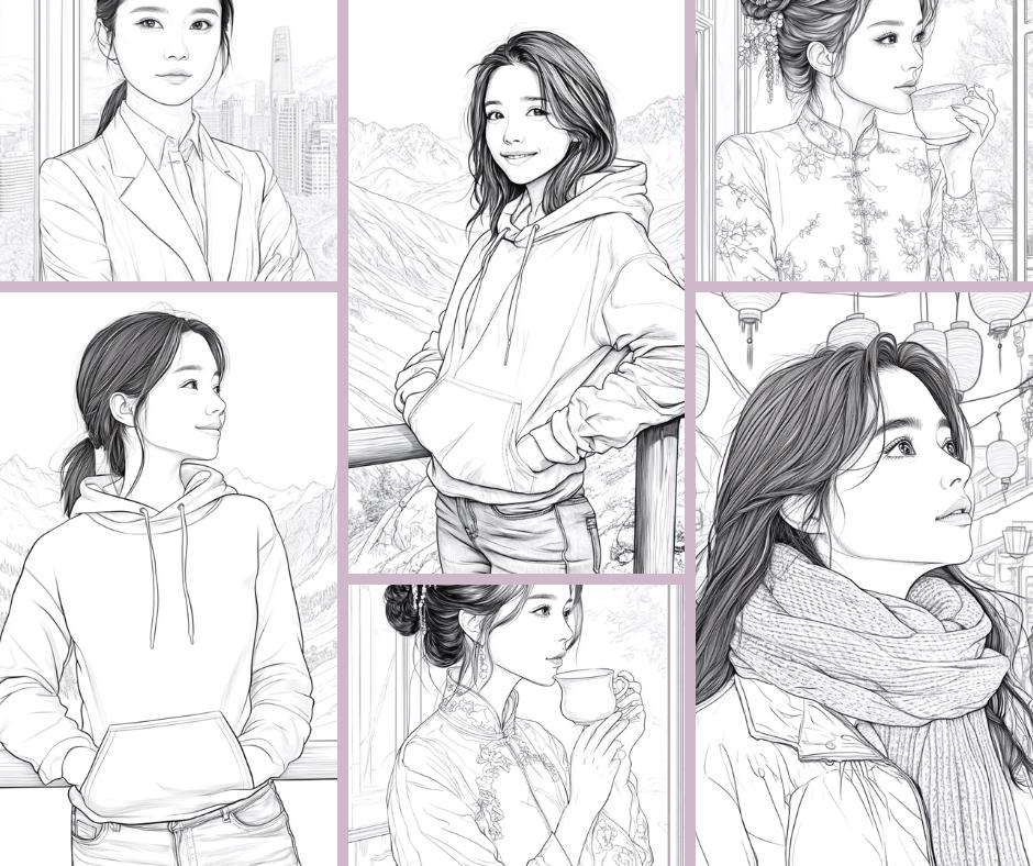 Chinese Girl Coloring Pages, Printable Coloring Pages for Adult ...