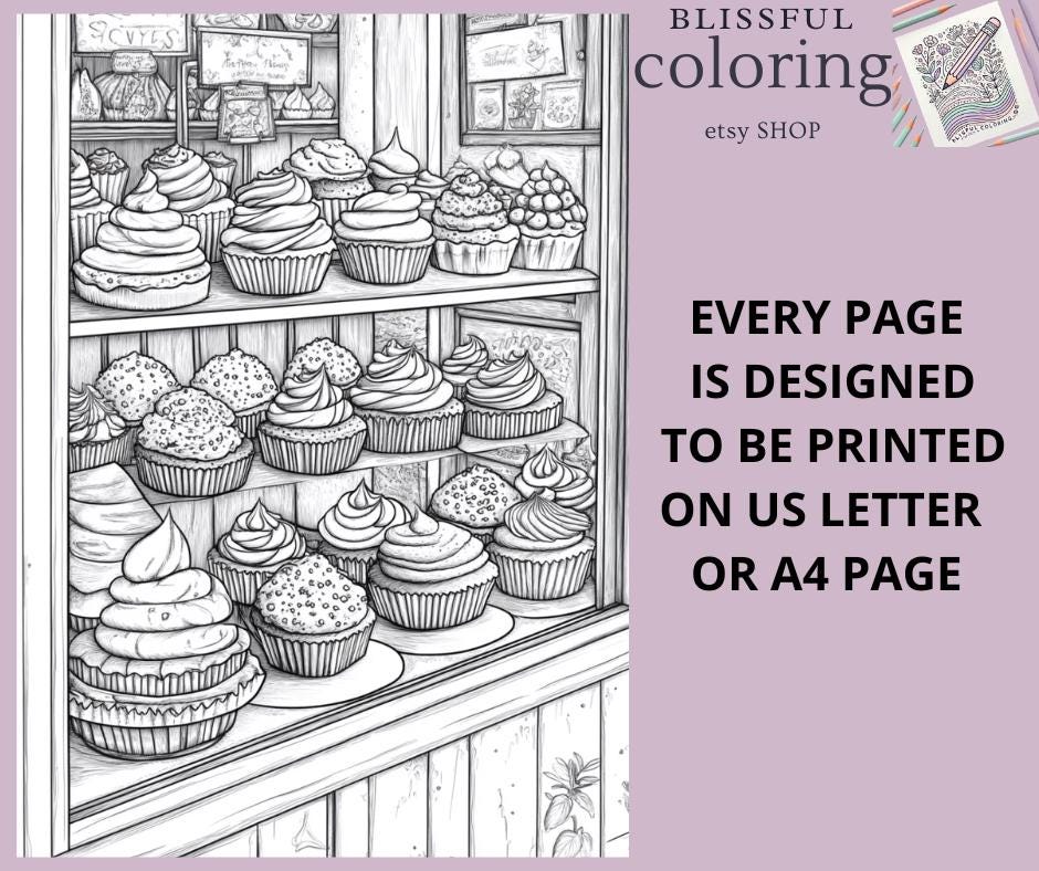 Bakery Coloring, Cake Decorating Coloring Food Coloring Pages Printable ...