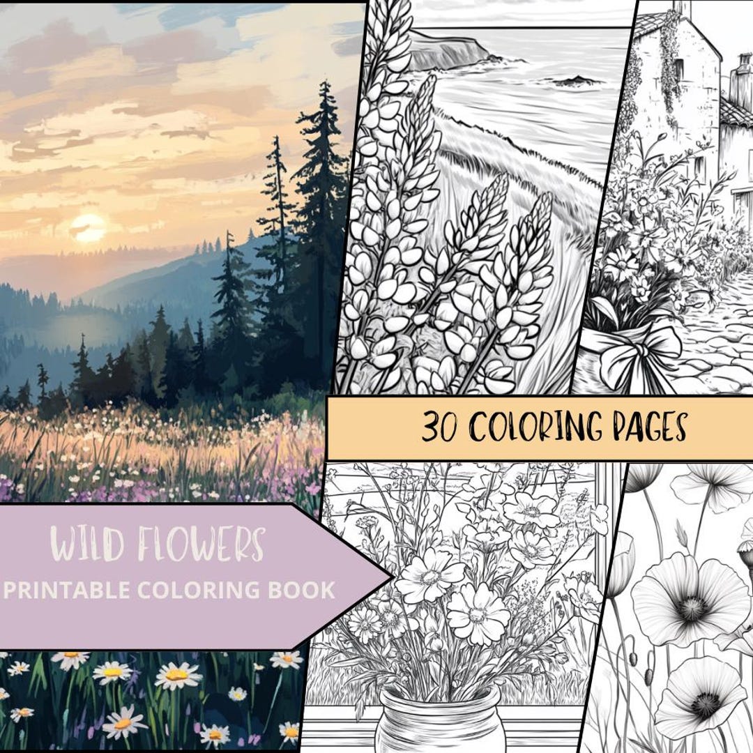 Wild Flowers Coloring Pages, Easy Coloring Sheets, Stress Relief ...