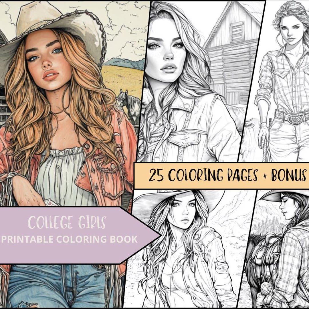 Western Cowgirls Coloring Book, Printable Wild West Girl Coloring Pages ...