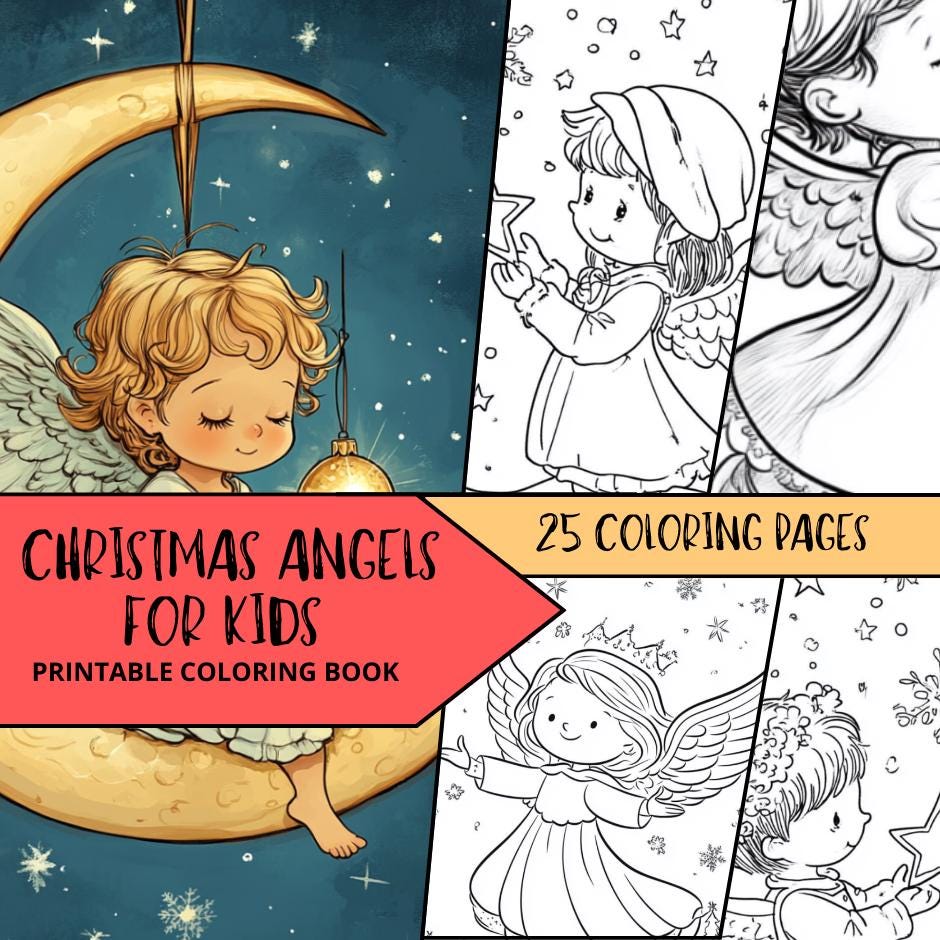 Angel Coloring Page, Printable Christmas Coloring Book, Religious ...