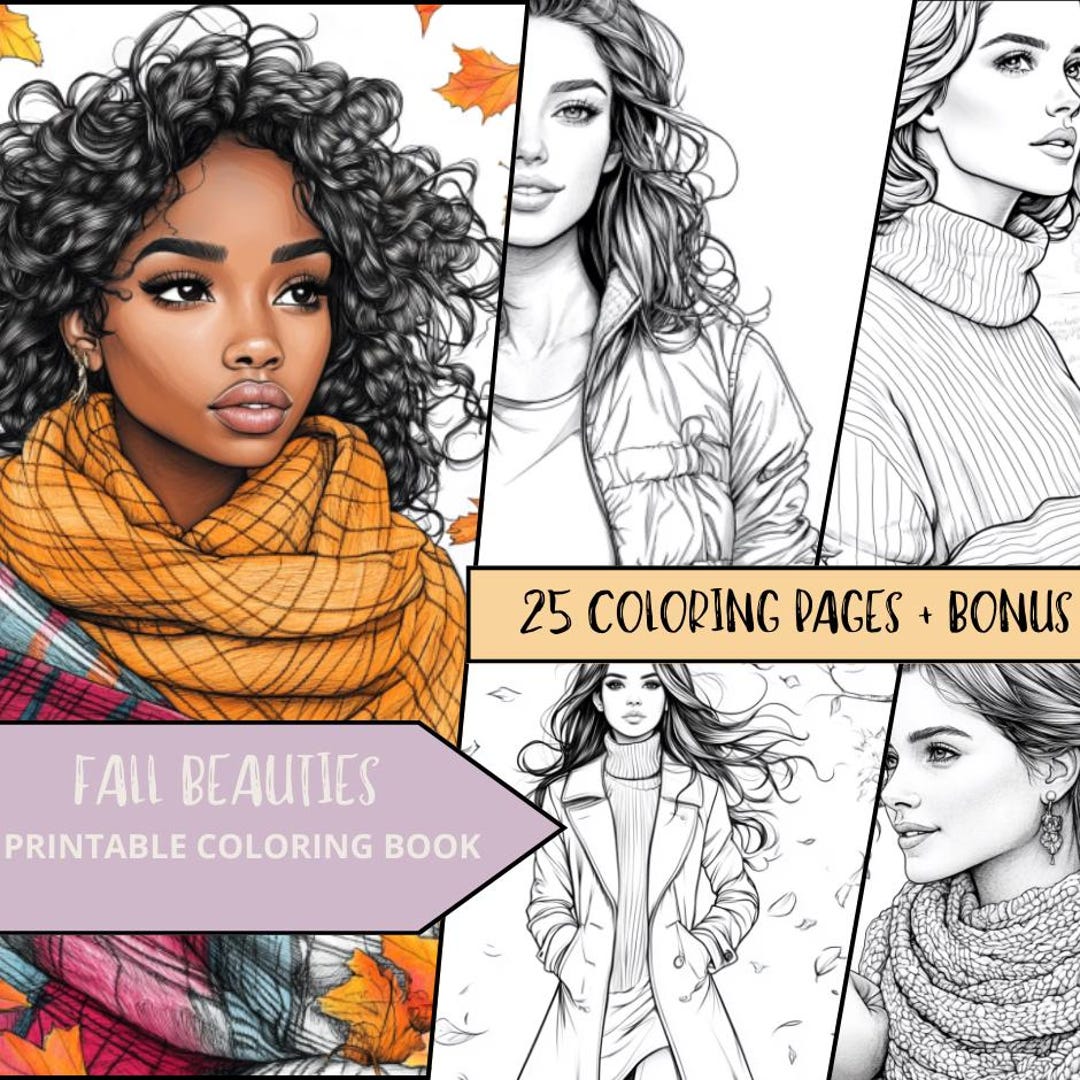 Fall Beauties Coloring Pages - 25 Autumn Woman Printable Sheets to ...