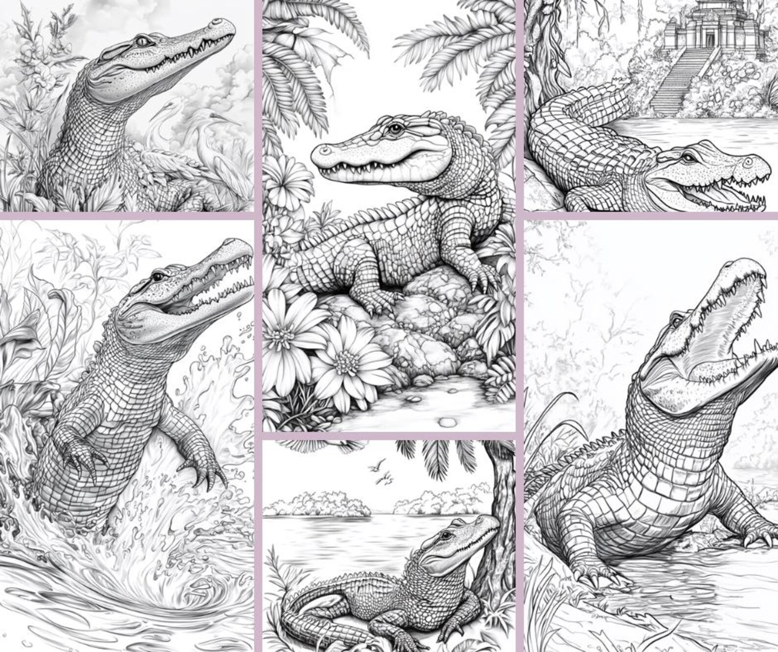 Crocodile Coloring Page, Printable Digital Download, Crocodiles ...