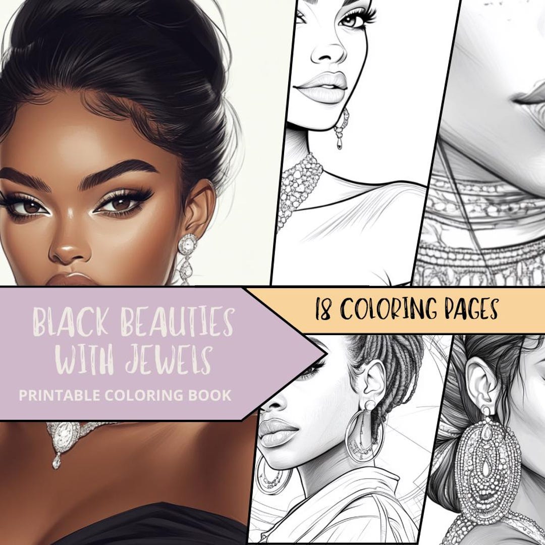 Elegant Black Woman Coloring Pages, Printable Coloring Pages for Adult ...