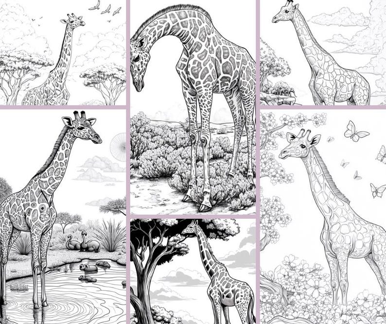 Giraffe Coloring Giraffe Coloring Pages Printable Adult Kids Coloring ...