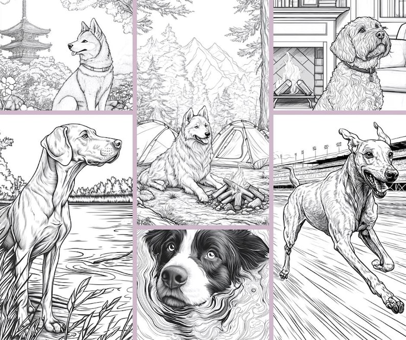 Big Dogs Coloring | Dog Coloring Pages | Printable Adult Kids Coloring ...