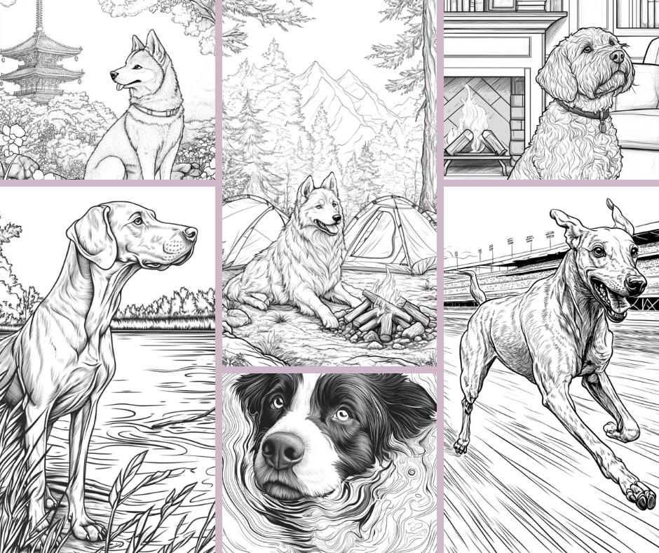 Big Dogs Coloring | Dog Coloring Pages | Printable Adult Kids Coloring ...