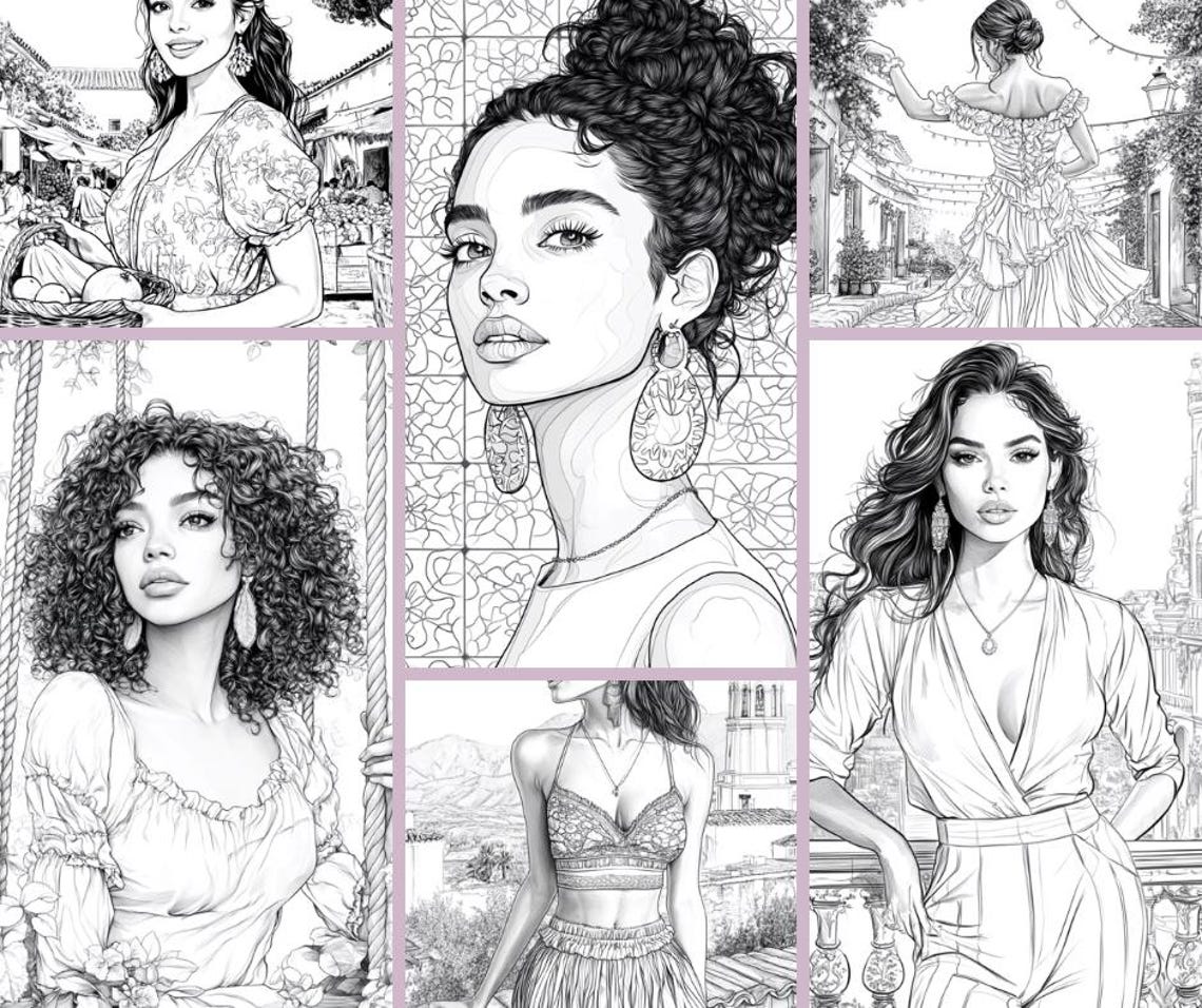 Beautiful Woman Coloring Pages, Printable Coloring Pages for Adult ...